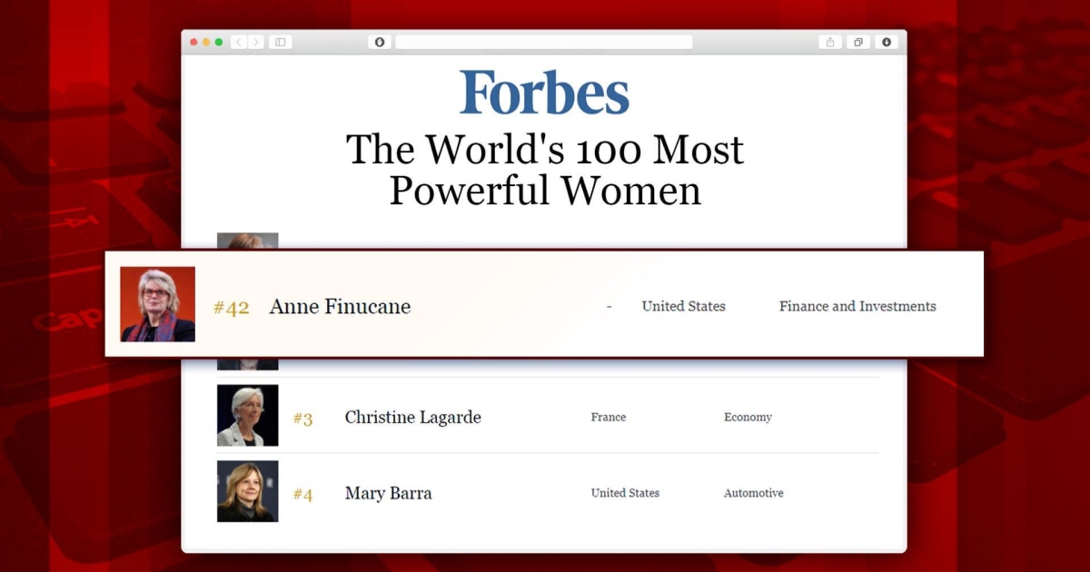 Bank of America’s Anne Finucane makes Forbes' 'World's 100 Most ...