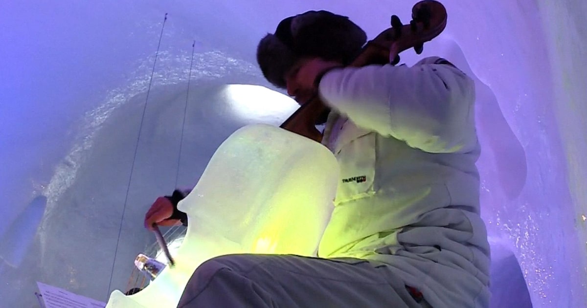 Artist Tim Linhart makes musical instruments from ice
