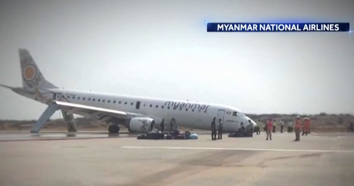 Myanmar plane lands safely on its nose after landing gear fails