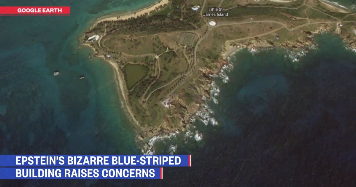 The story behind Jeffrey Epstein’s bizarre blue-striped building