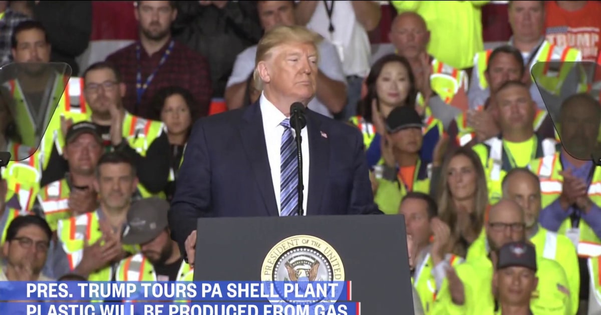 Trump at Shell plant vows to restore ‘the glory of American manufacturing’