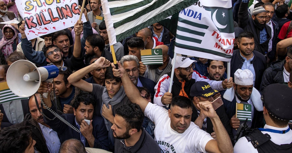 Thousands protest over Kashmir outside the Indian High Commission in London