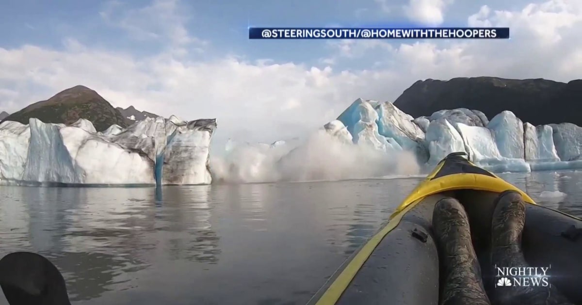 Dramatic video shows Alaska glacier collapse near kayakers