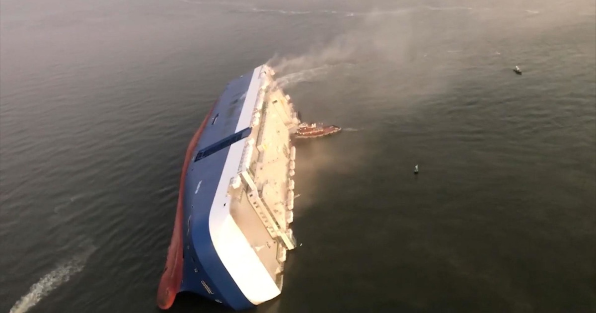 Video shows capsized cargo ship near Georgia coast