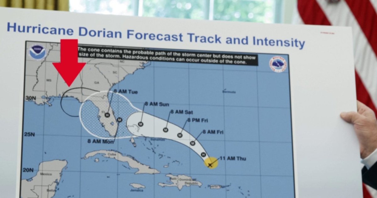 Trump shows hurricane map apparently altered by Sharpie