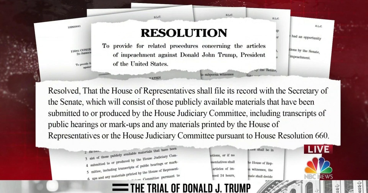 Proposed rules for the Senate impeachment trial are read to the floor