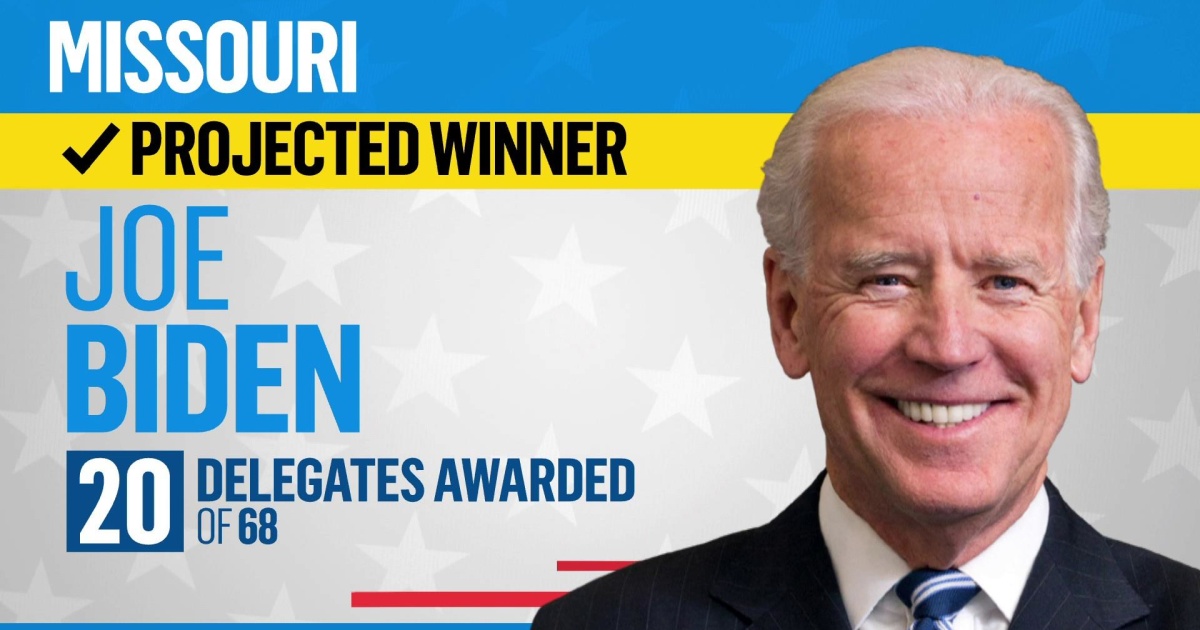 NBC News projects Joe Biden will win Missouri primary