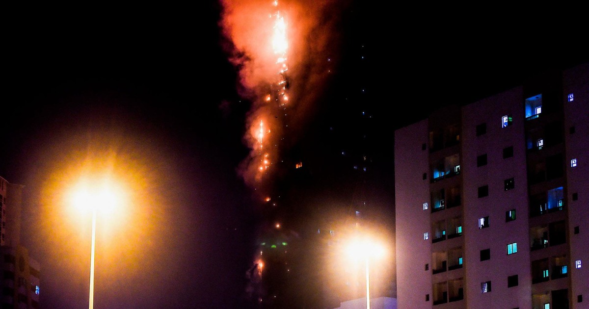 Fire engulfs 48-story residential tower in Sharjah, UAE