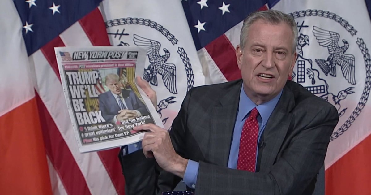 De Blasio rips Trump over coronavirus bailouts: 'Stabbing his hometown ...