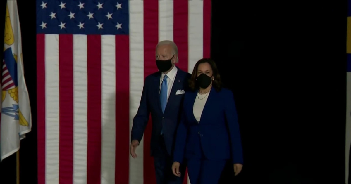 Joe Biden and Kamala Harris hold first event as running mates