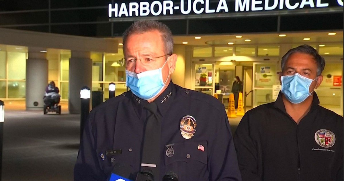 Officials hold press conference after LAPD officer shot on-duty at ...
