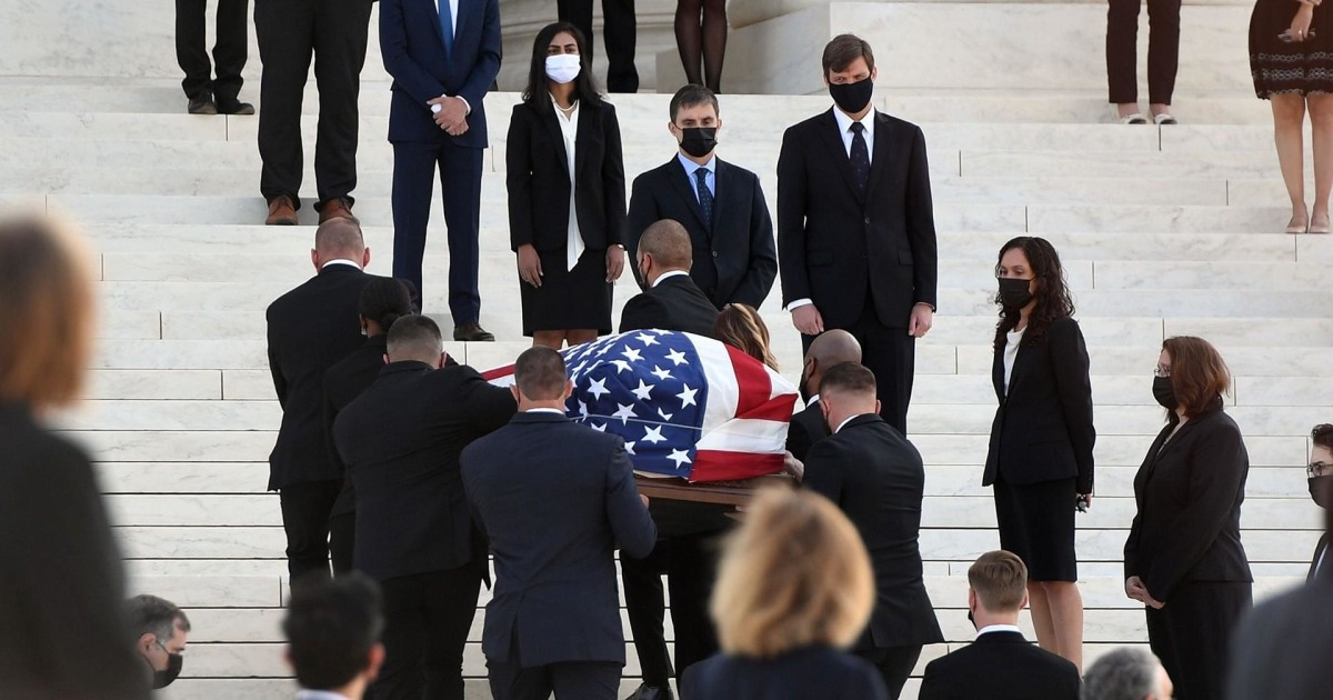 Watch: Former clerks of Ruth Bader Ginsburg watch as casket arrives at ...