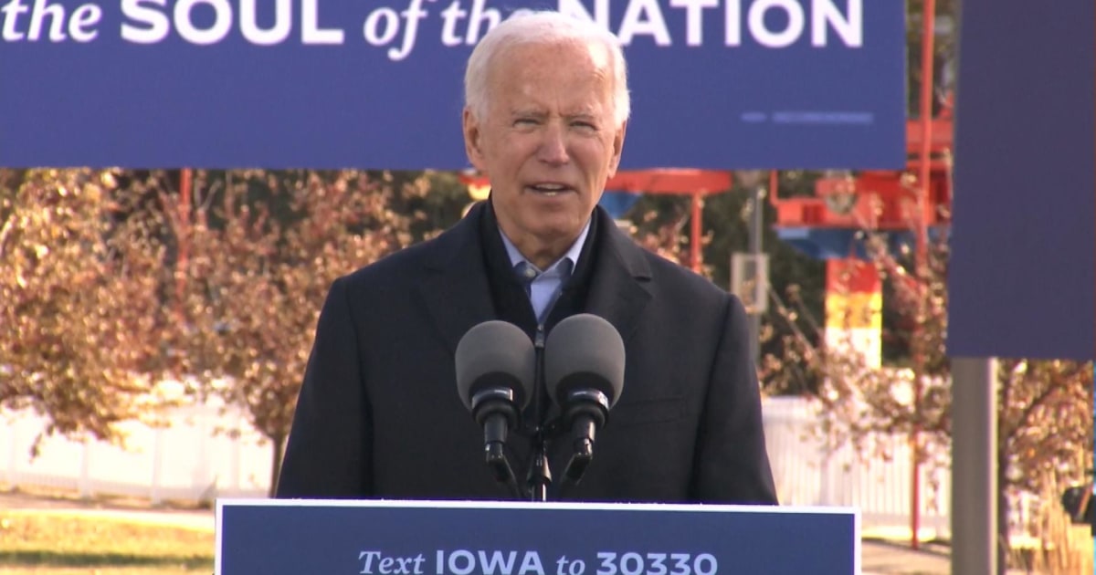 At Iowa drive-in rally, Biden says Trump ‘has given up’ on coronavirus ...
