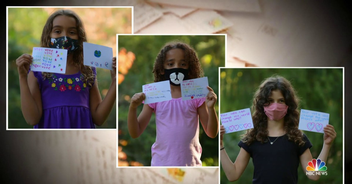 Kids write postcards to remind grown-ups to vote