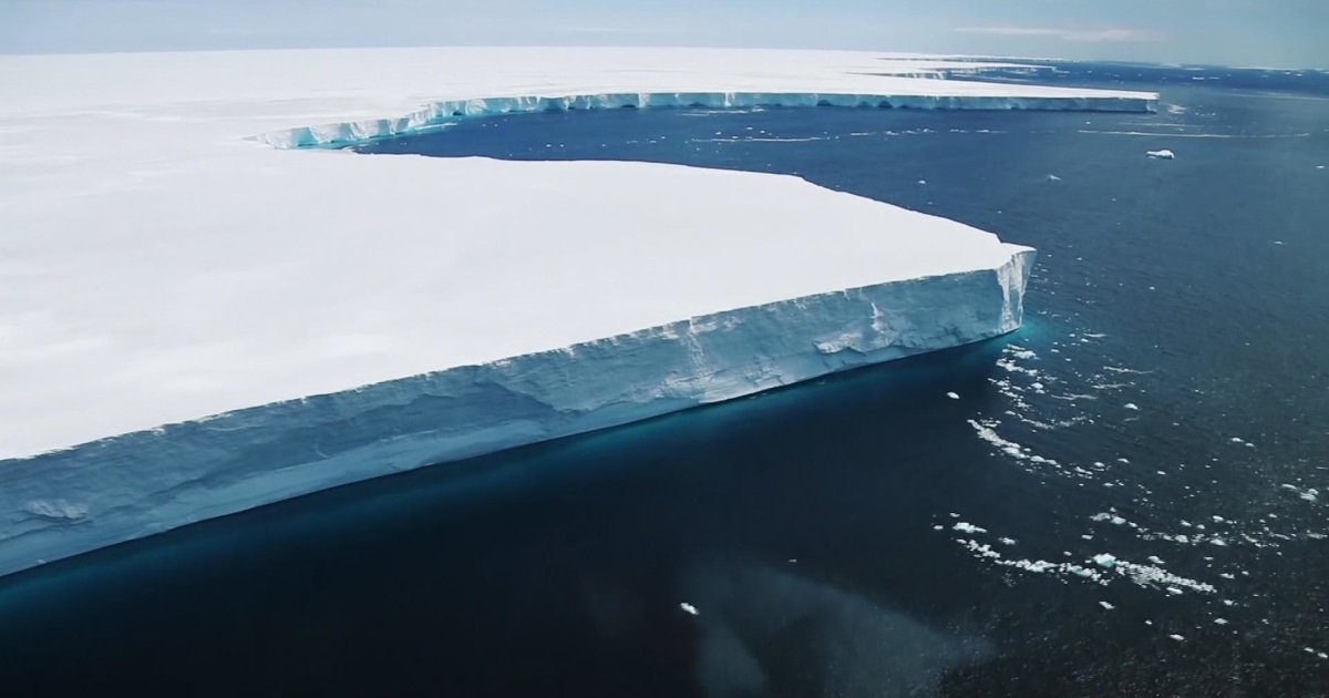 Aerial video shows enormous icebergs drifting toward South Atlantic island