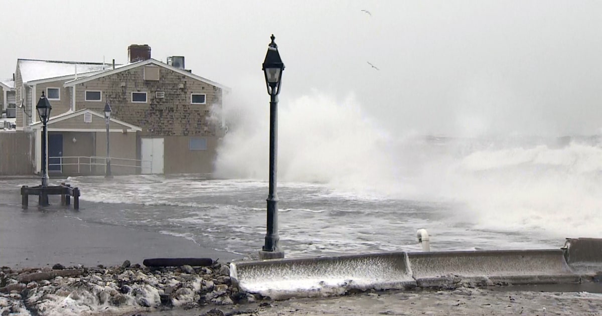 Waves Pound Plymouth, Mass. Shoreline
