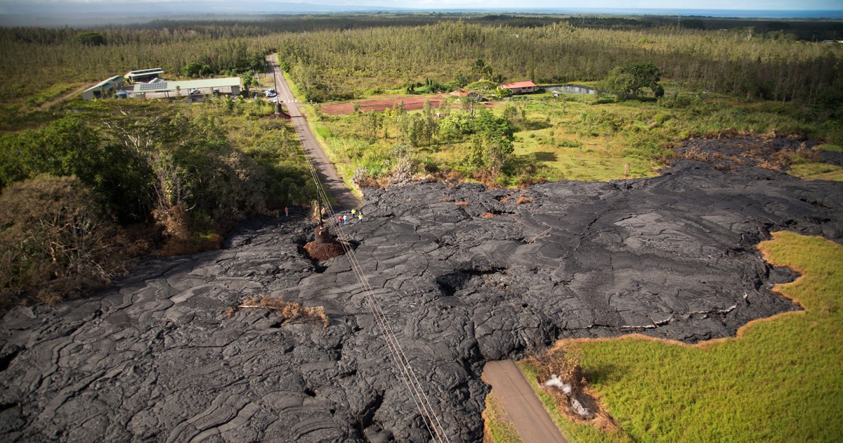 Lava’s Path of Destruction Captured in Aerial Tour