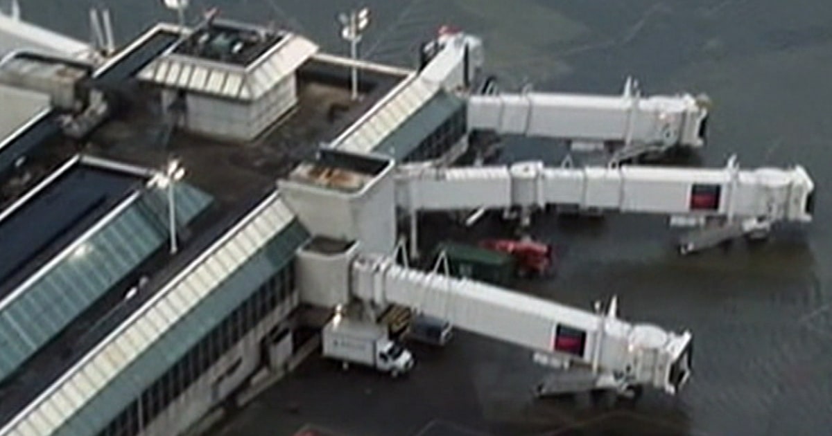 Aerials: LaGuardia tarmac flooded by Sandy