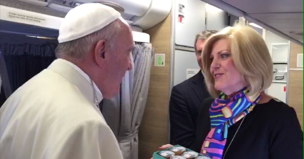 Anne Thompson Blesses Pope with Sweets