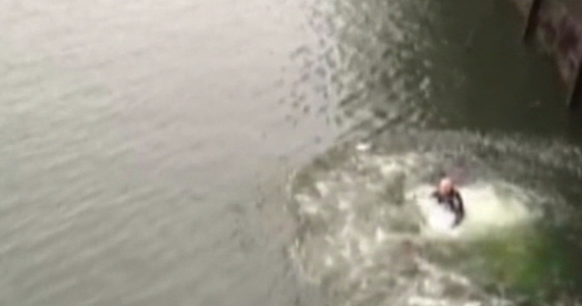 Police officer jumps in frigid water to save woman