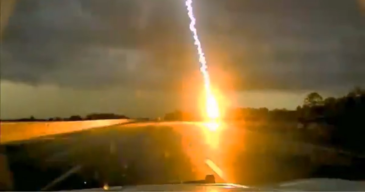 Police Dash Cam Captures Lightning Strike