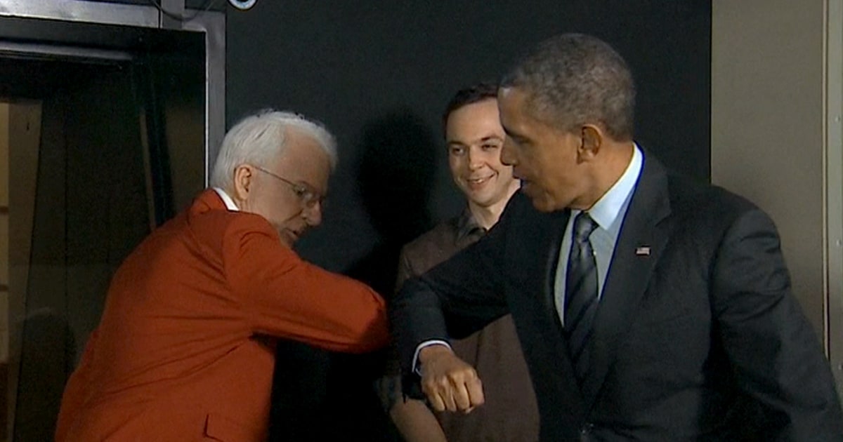 Steve Martin, President Obama greet with elbow bump at DreamWorks