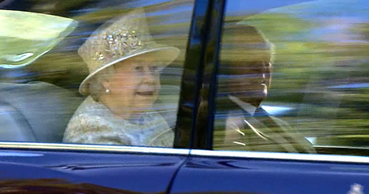 Queen Elizabeth II Waves As She Leaves Church