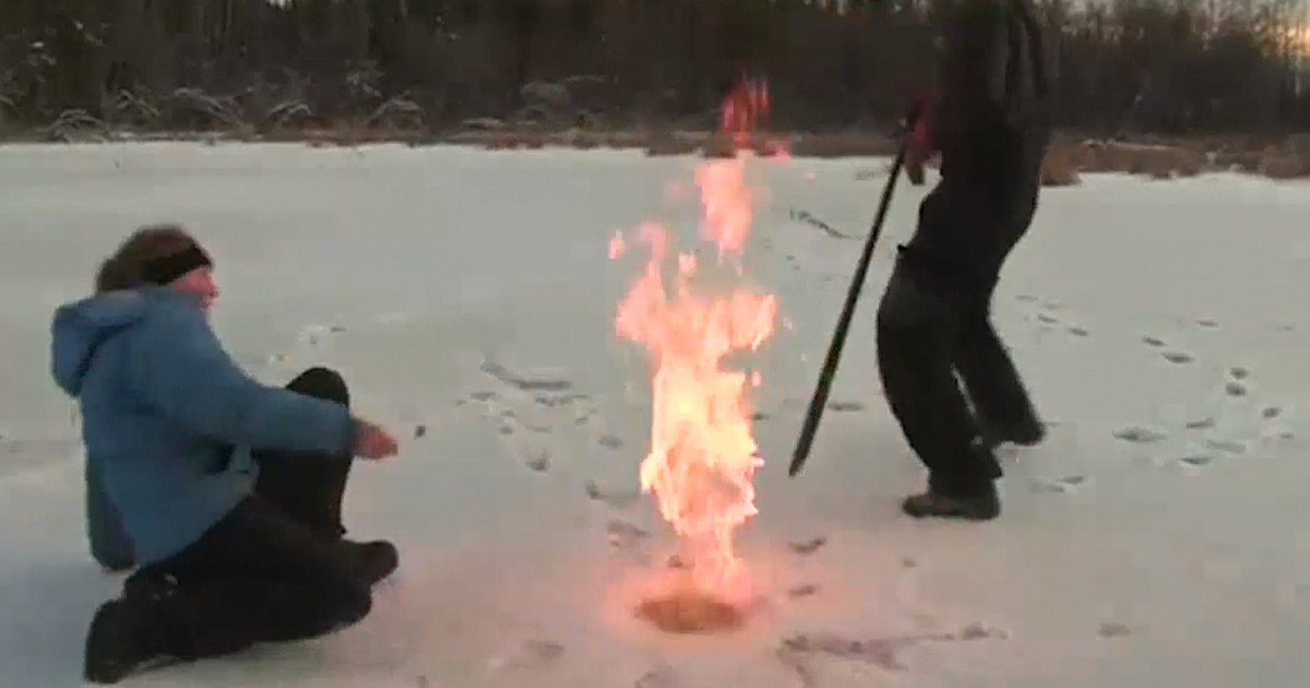 Scientists Burn Off Lake Ice Methane