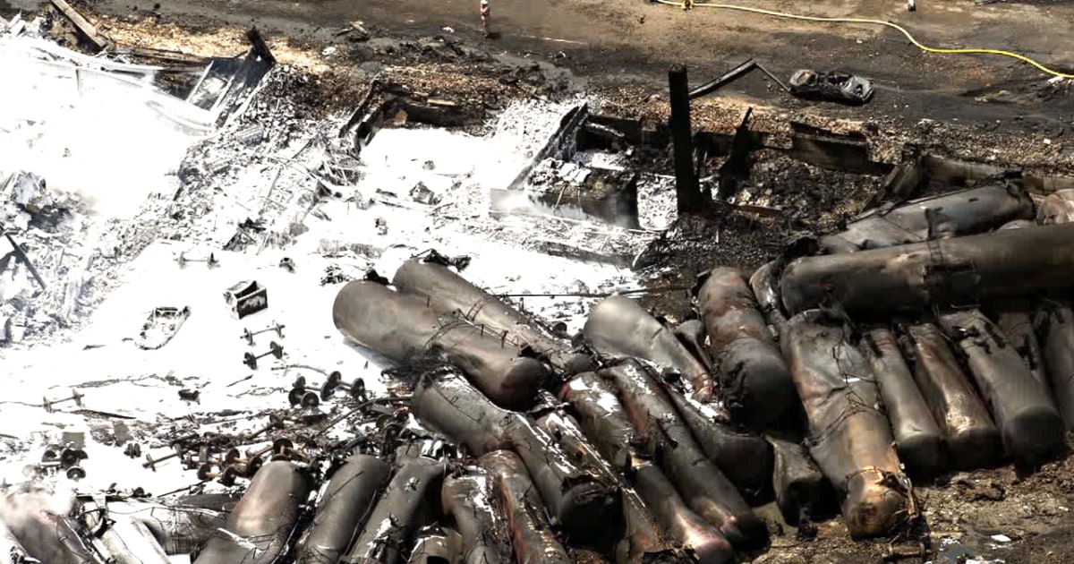 Train derailment sparks ‘river of fire’ in Quebec town