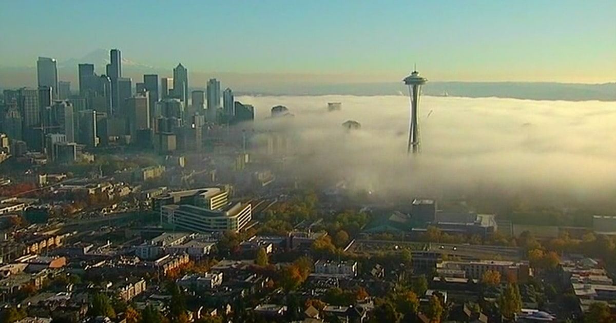 ‘Fogmageddon’ drapes Seattle in gray mist