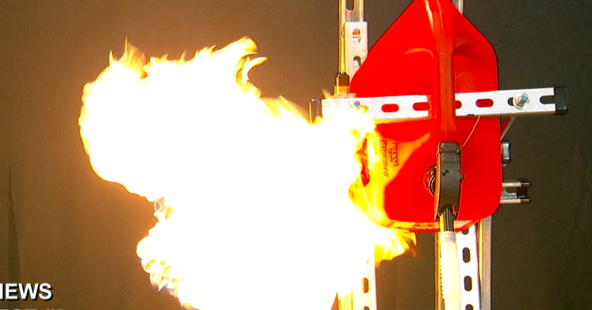 Test shows gas can exploding