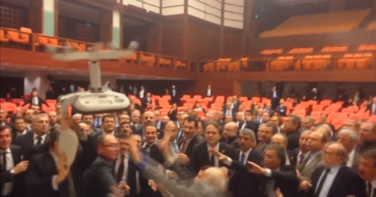 Brawl in Turkish Parliament During Violent Demonstrations Debate