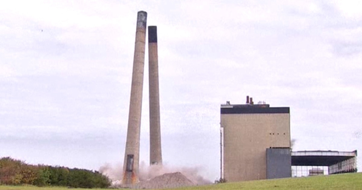 Twin Power Station Chimneys Demolished in Style