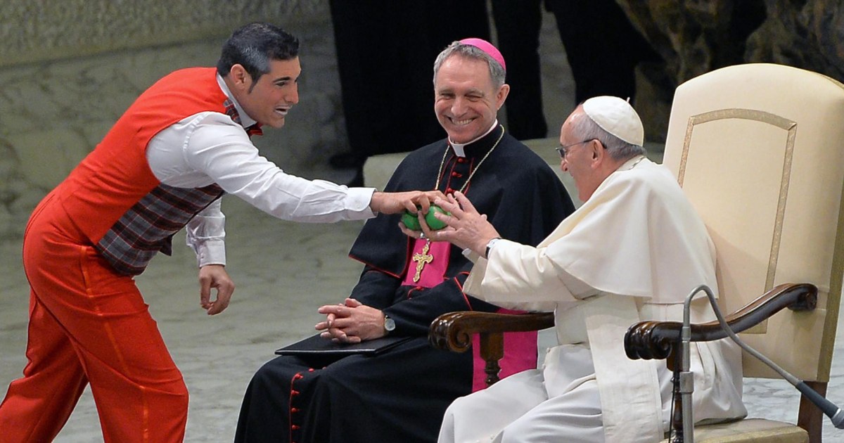 Pope Francis Amused by Circus Troupe After Vatican Audience