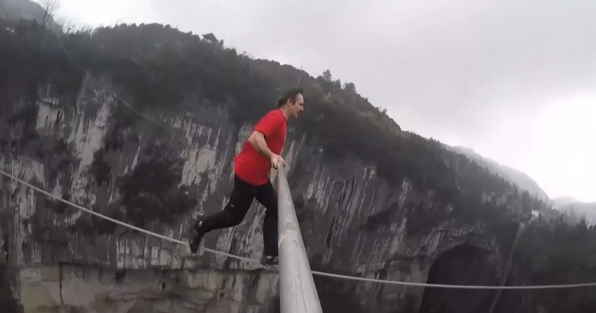Watch Contestants Brave Heights in Tightrope Contest