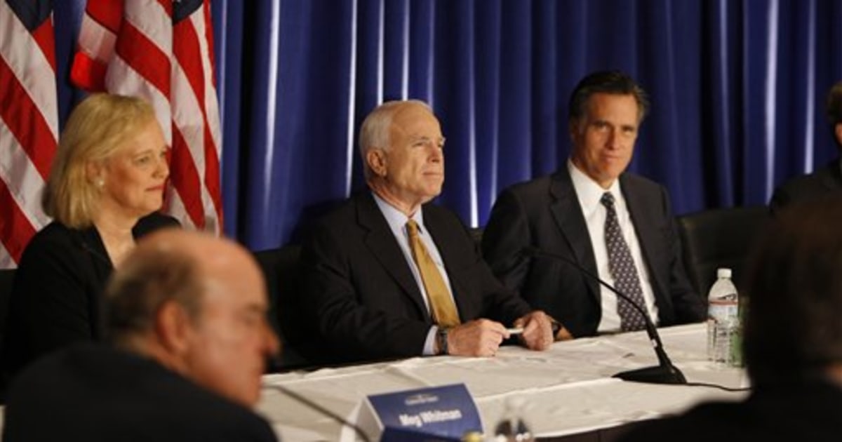 McCain talks bailout deal with Romney, CEOs