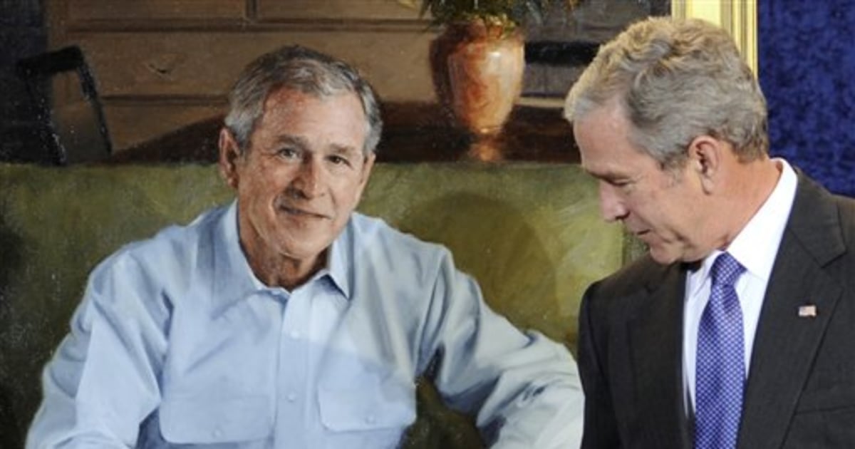 Portrait shows Bush relaxed and smiling