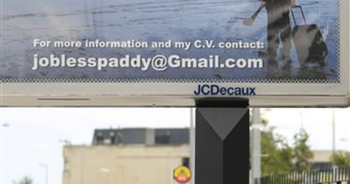 Unemployed man sells himself on Dublin billboard