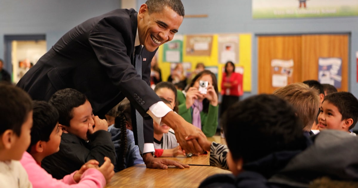 Obama visits at Washington-area schools