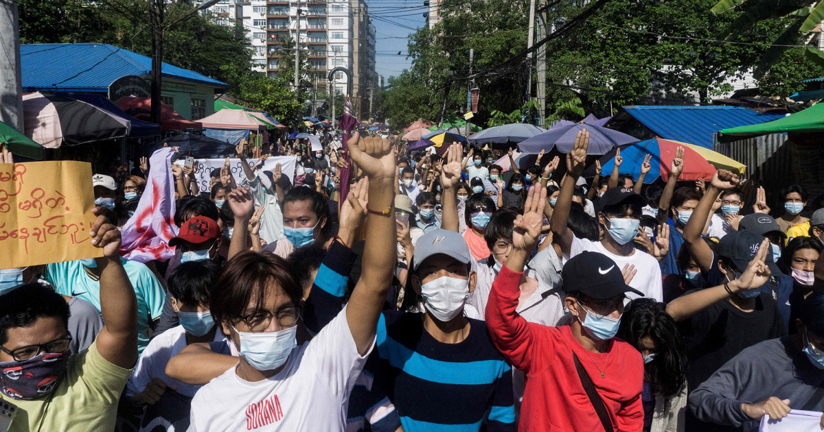 Demonstrators in Myanmar stage flash mob protest against military coup