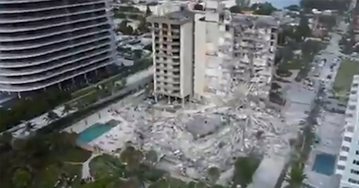 WATCH: Drone footage shows aftermath of Florida building collapse