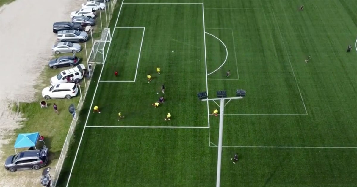 Drone footage captures players running after shooting at Texas soccer game