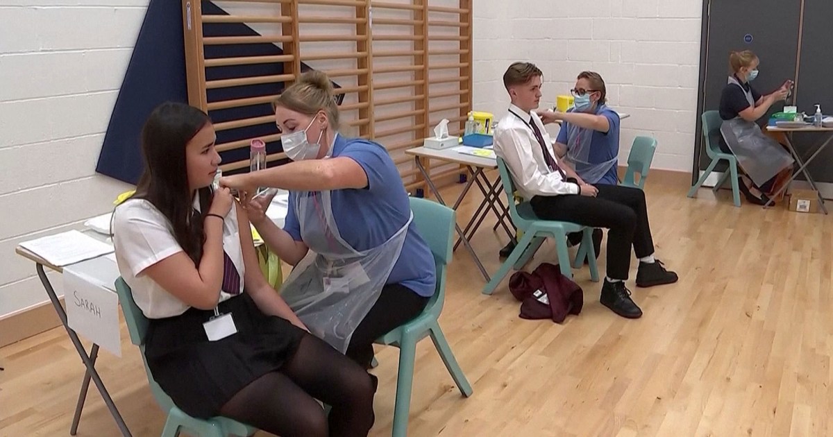 Teens in United Kingdom receive Covid vaccine shots at school