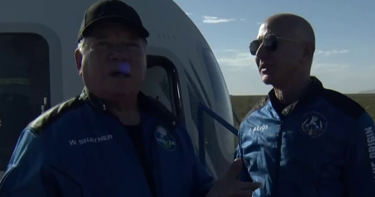 William Shatner speaks to Jeff Bezos after Blue Origin spaceflight
