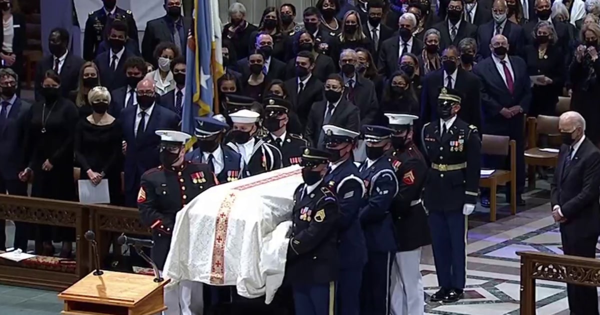 Colin Powell’s casket brought into funeral by military honor guard