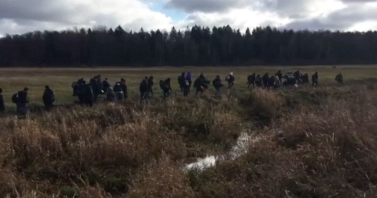 Belarus forces filmed attacking Poland border fence