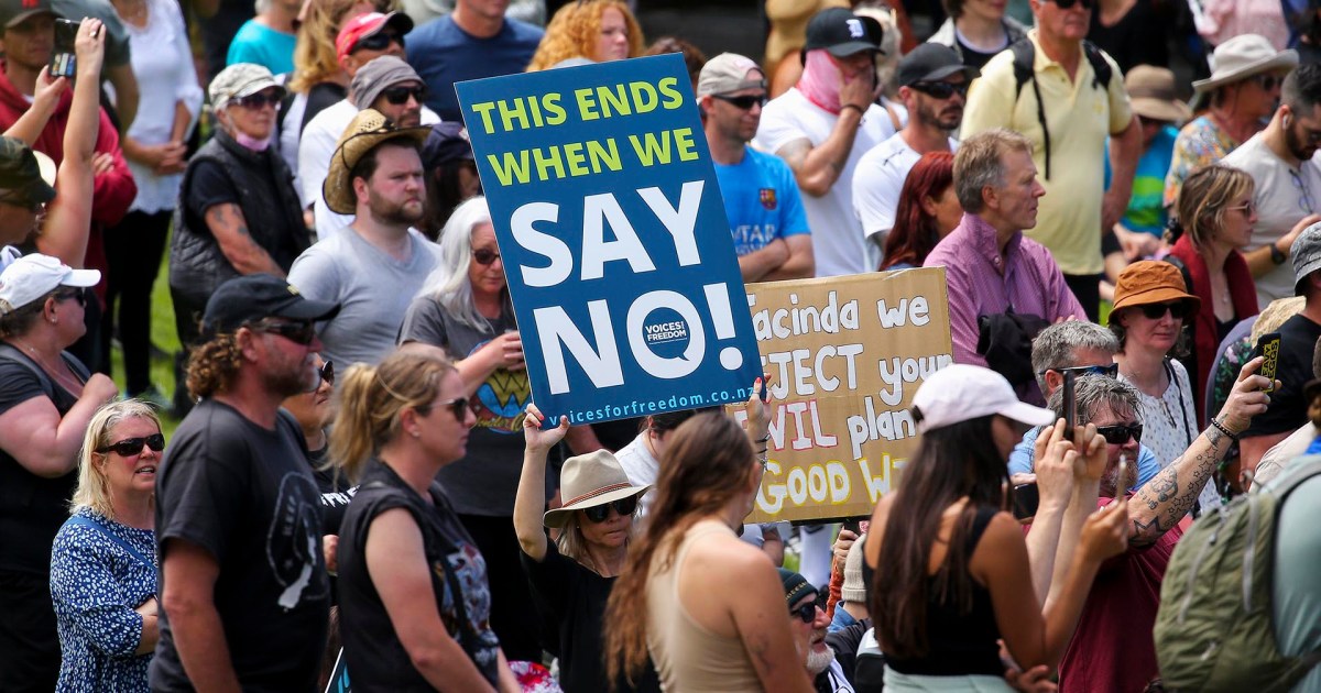 Angry New Zealanders protest Covid-19 vaccine mandate