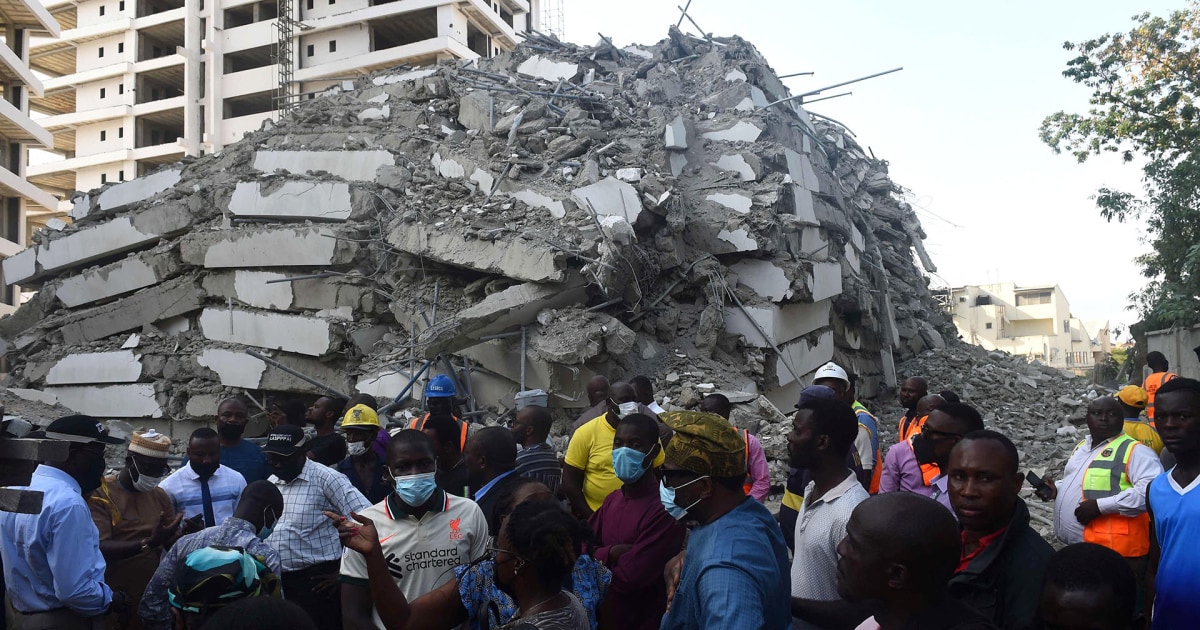 Nigeria building collapse traps workers under masses of concrete
