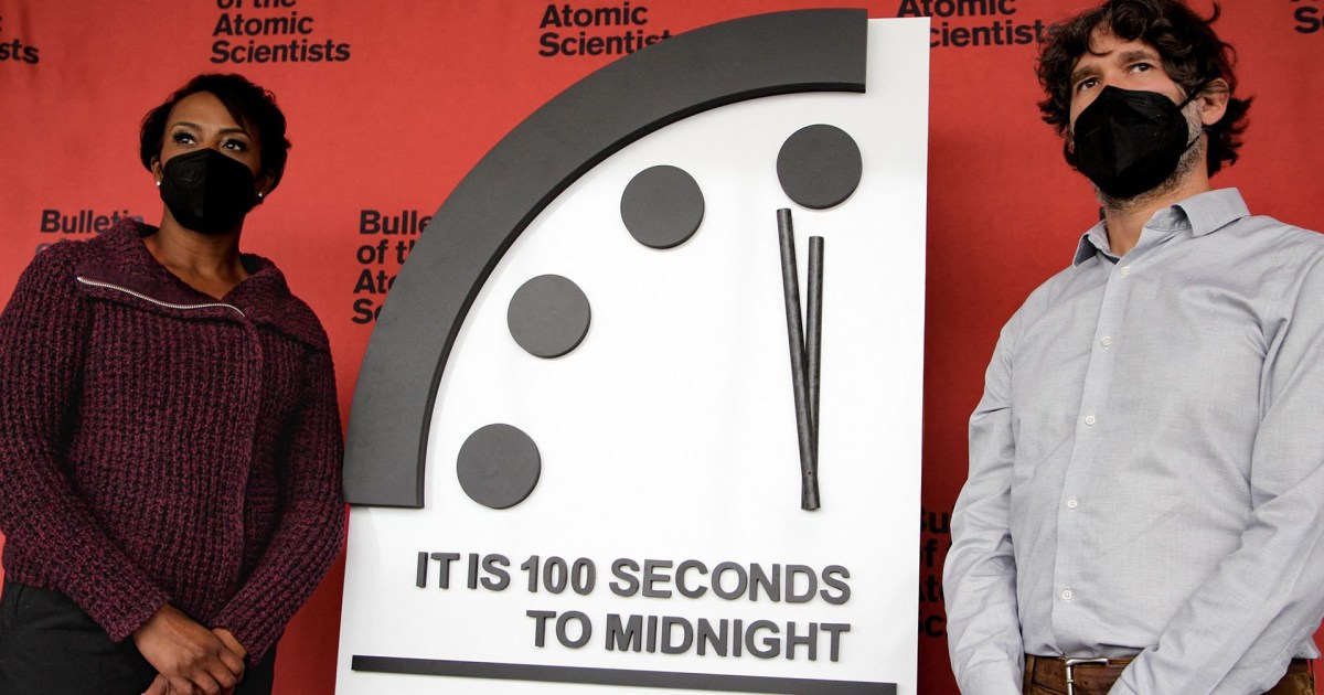 Doomsday Clock remains at 100 seconds to midnight, unchanged from 2021