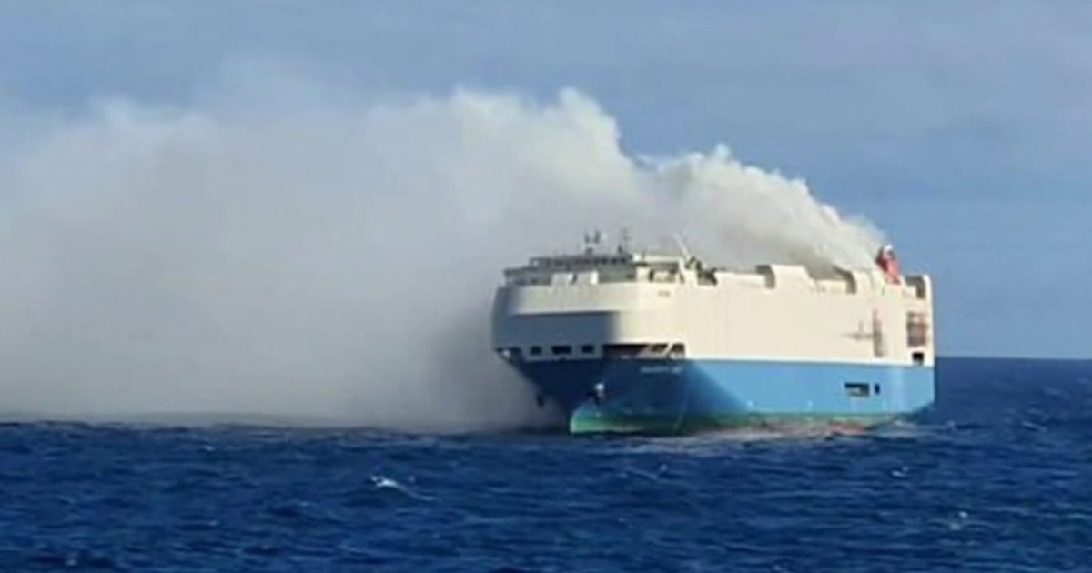 Cargo ship full of luxury cars caught on fire in Atlantic